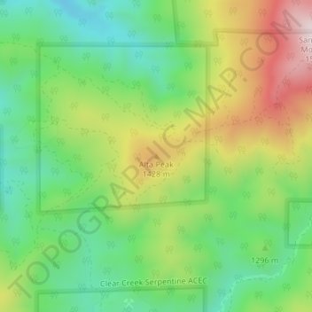 Alta Peak topographic map, elevation, terrain