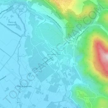 Sermoneta Scalo topographic map, elevation, terrain