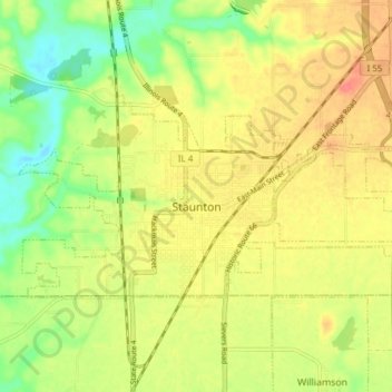 Staunton topographic map, elevation, terrain