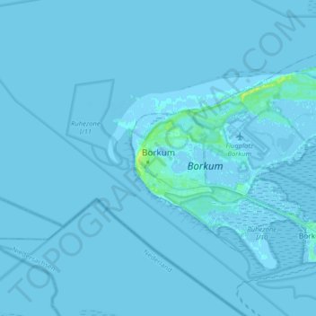 Borkum topographic map, elevation, terrain